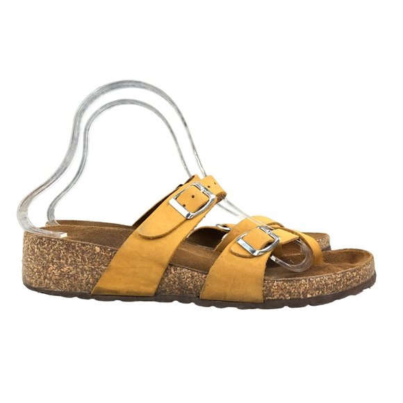 Bio Gold | Shoes | Bio Gold Womens Size 9 Yellow Leather Toe Ring Slip ...